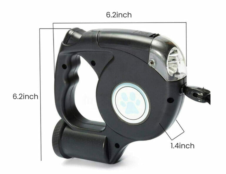 LED Light Retractable Dog Leash With Flashlight And Poop Bag Holder ...