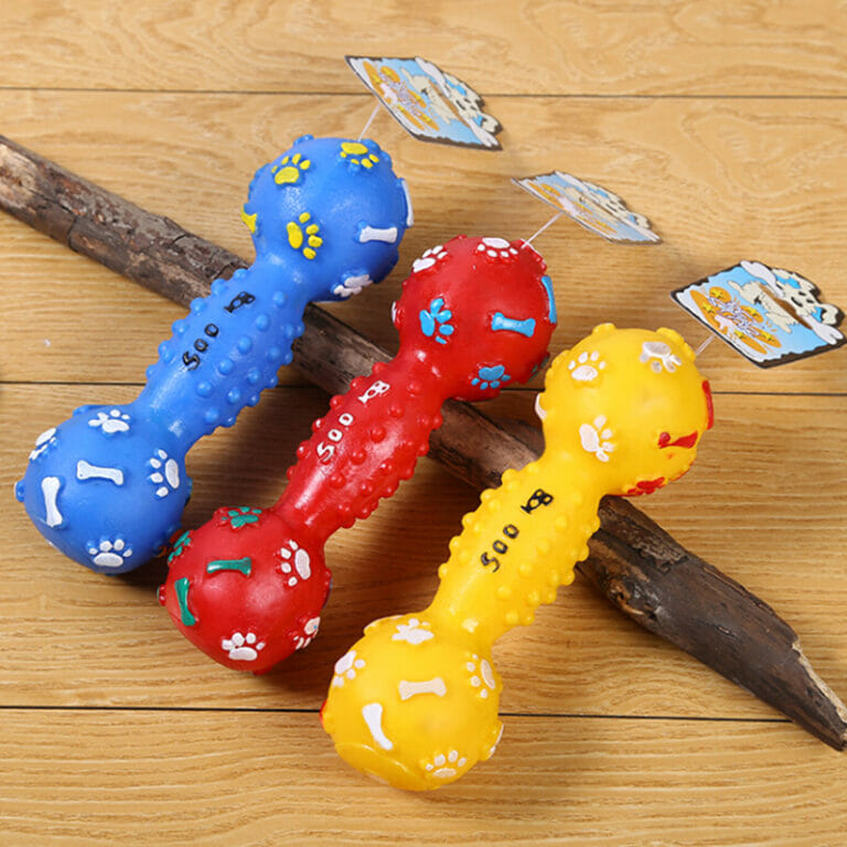 Squeaky Dumbbell Bone Toy - DoggieToys.Deals